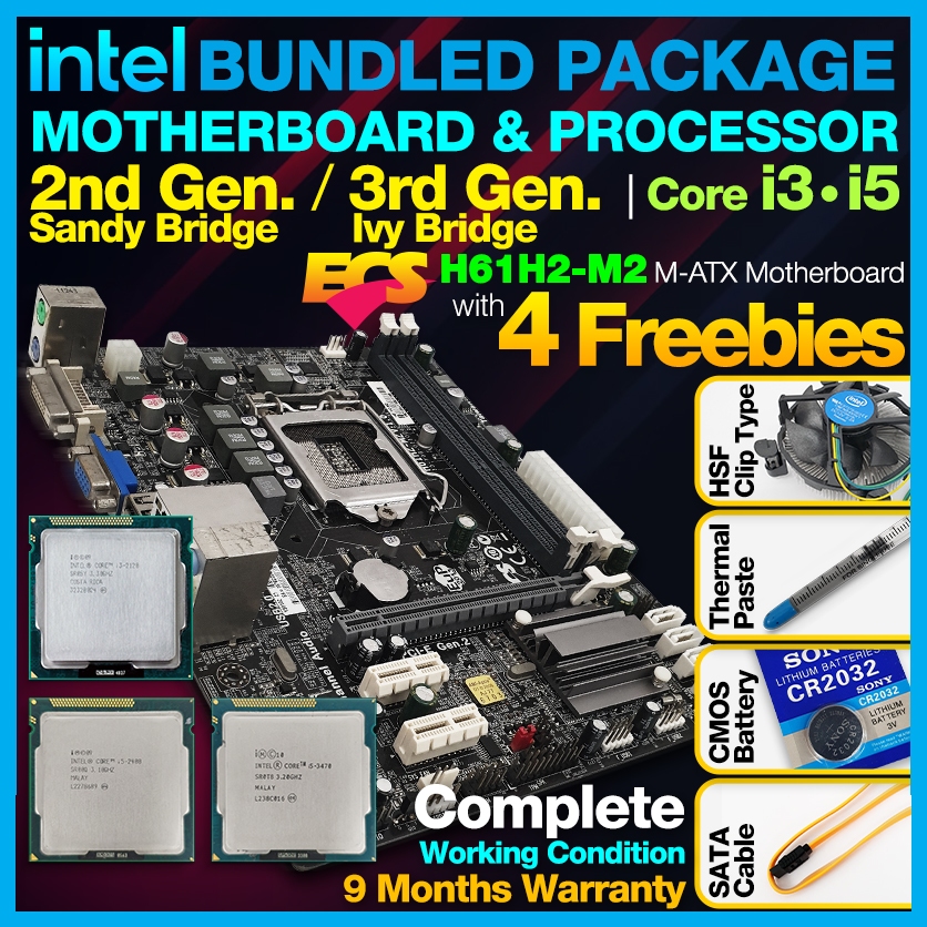 2nd, 3rd Gen. Intel Processor & Motherboard Bundle Package with 4 Free ...