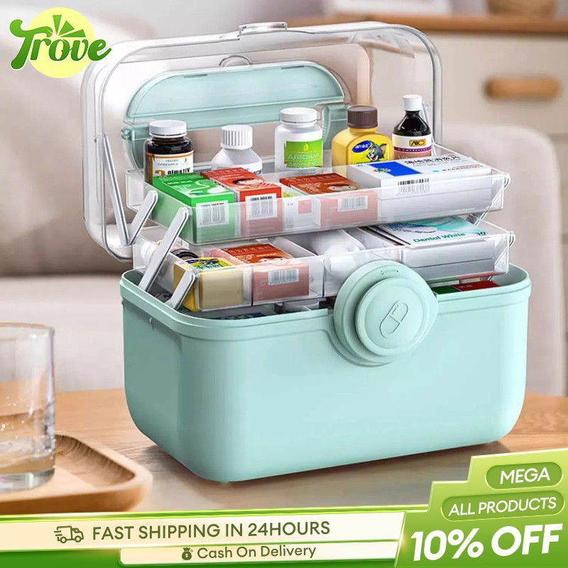 Trove Medicine Box First Aid Kit Family Plastic Organizer Emergency ...