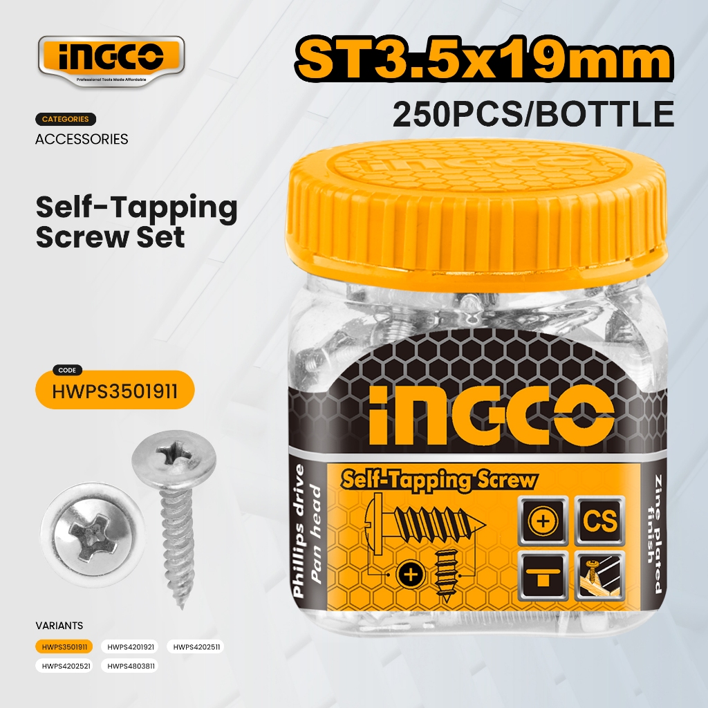 Ingco 19-38mm Self-Tapping Screw Countersink Metal Screw With Pan Head ...