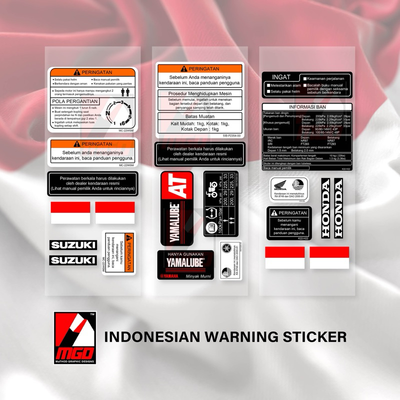 INDONESIAN WARNING STICKERS (STOCK) 1set with shifting pattern | Shopee ...