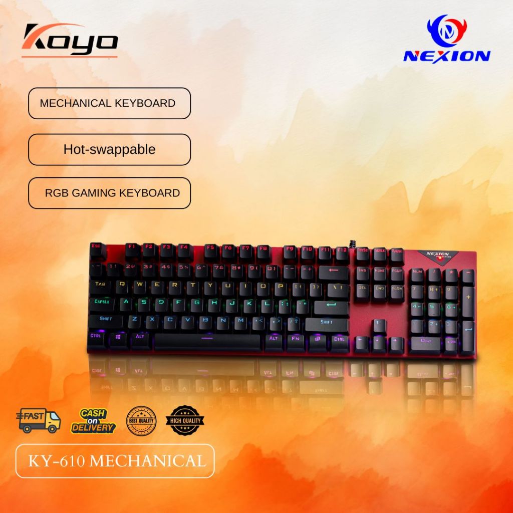 NEXION KY-610 RGB Mechanical Keyboard Light Changing Color 20 Running ...