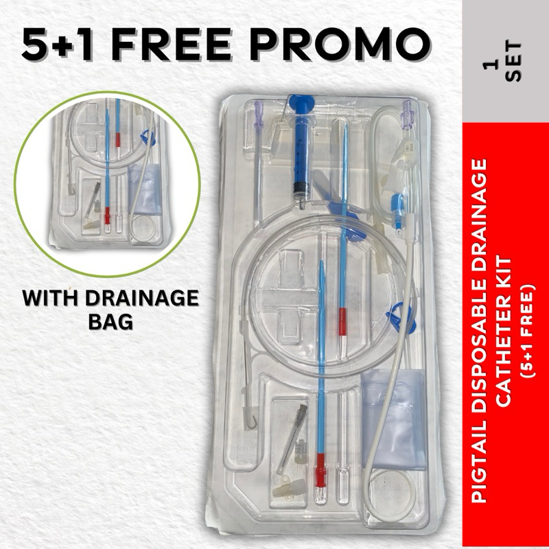 (5+1 FREE) Pigtail Drainage Catheter Set with Bag | Shopee Philippines
