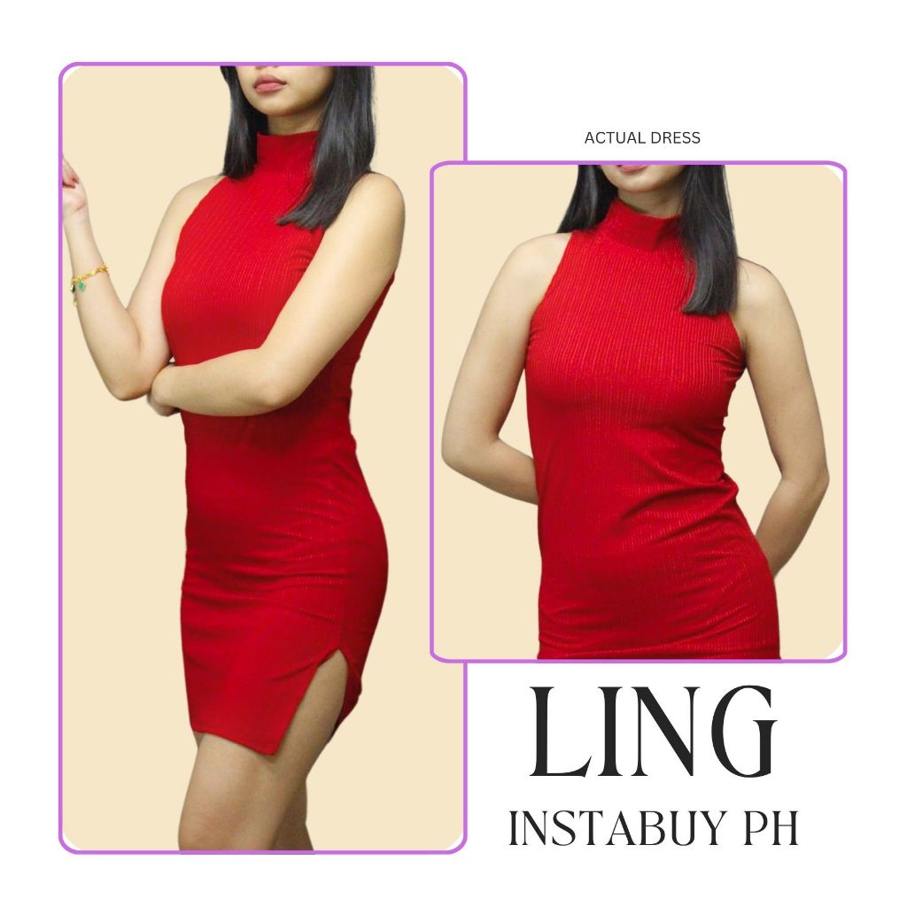 Ling Dress High Neck Dress with Side Slit Dress | Shopee Philippines