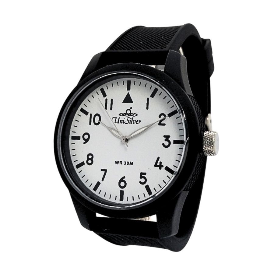 UniSilver TIME Men's Black / White Analog Rubber watch KW5082-1001 ...