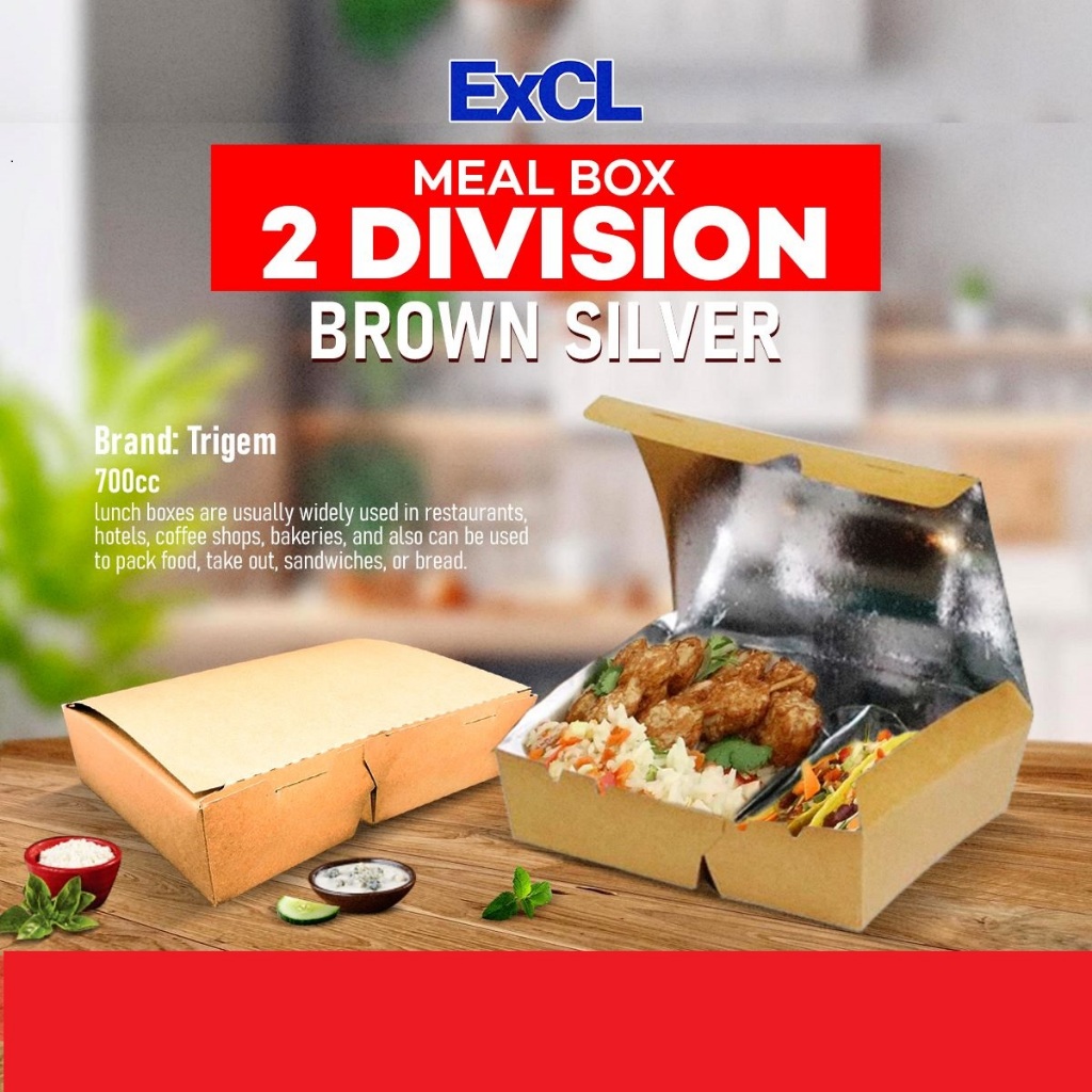 ExCL - Trigem Lunch Box-2 w/ division 700cc Brown Silver - (1 Pack x ...
