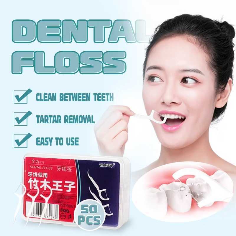 TS 50Pcs/Set Teeth Toothpicks Stick Dental Floss Flosser Picks Tooth ...