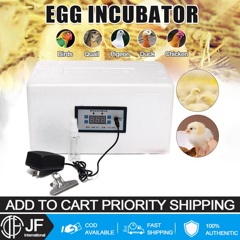 JF 220V/12V Automatic Digital Incubator Chicken Poultry Hatcher ...
