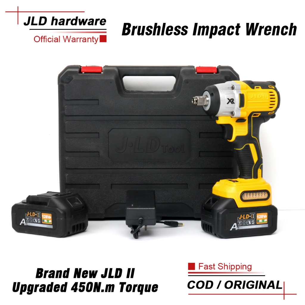 JLD 450N.m Cordless Impact Wrench High Torque Motor Brushless Power ...