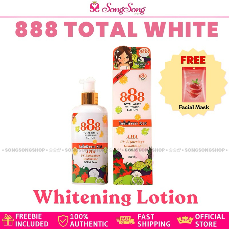 888 TOTAL WHITE Whitening Lotion AHA UV Lightening Glutathione SPF 35 ...