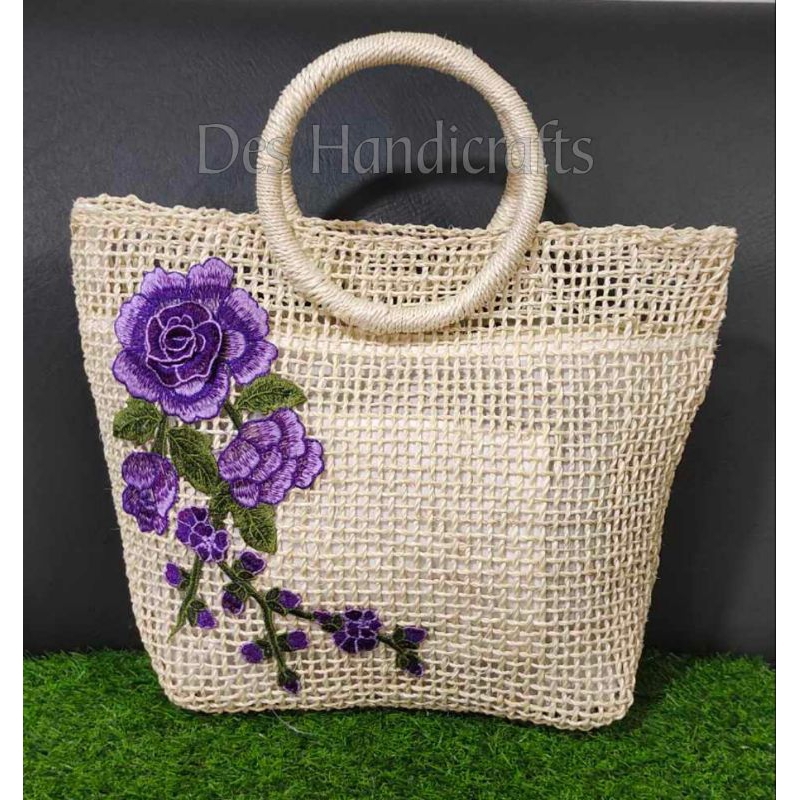 Abaca Office Bag | Native Bag with flower patch | Modern Abaca Ring Bag ...