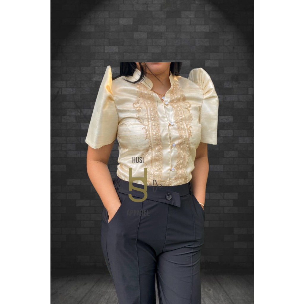 HUSI Women's Chinese Collar Filipiniana Top Mestiza Sleeves- ASSORTED ...