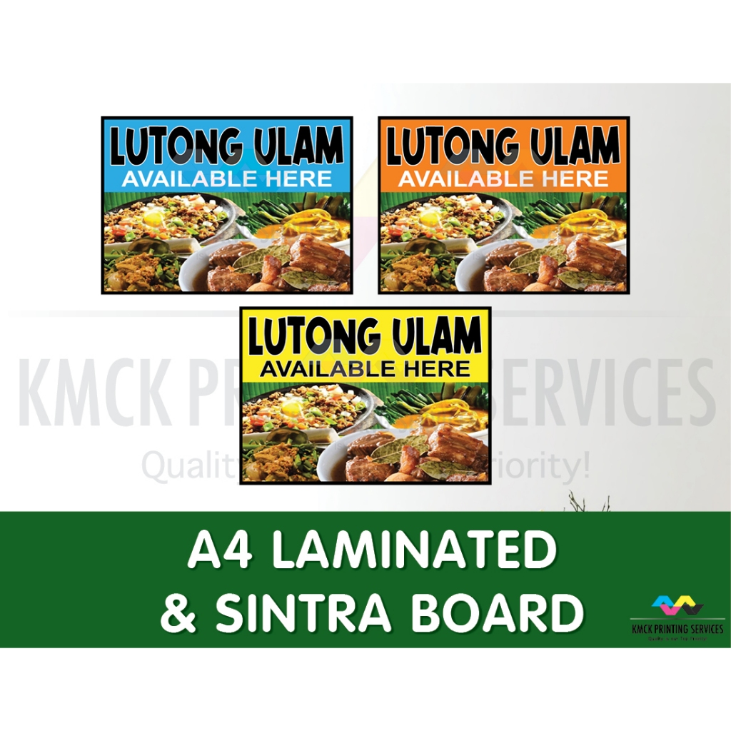 Lutong Ulam Available Here Signages Laminated | Sintra Board | Shopee ...