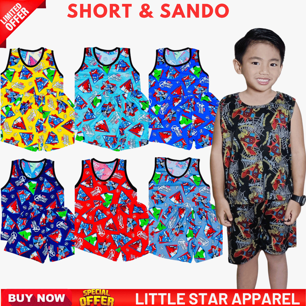 Stylish Kids Sando and Short Terno | Terno Pambahay for Kid Boy ...