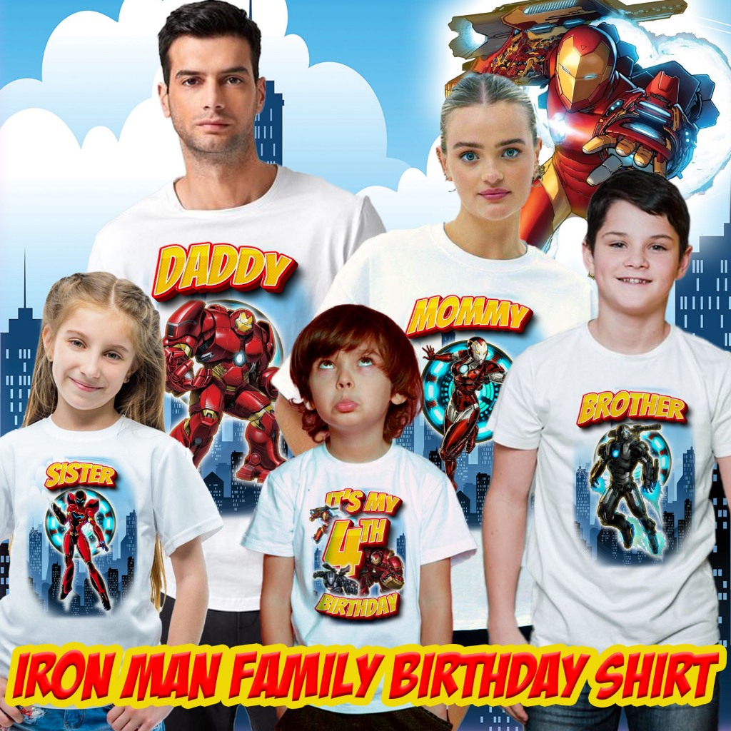 Iron man Family Shirt Set Birthday Matching Outfits for Parents, Kids ...