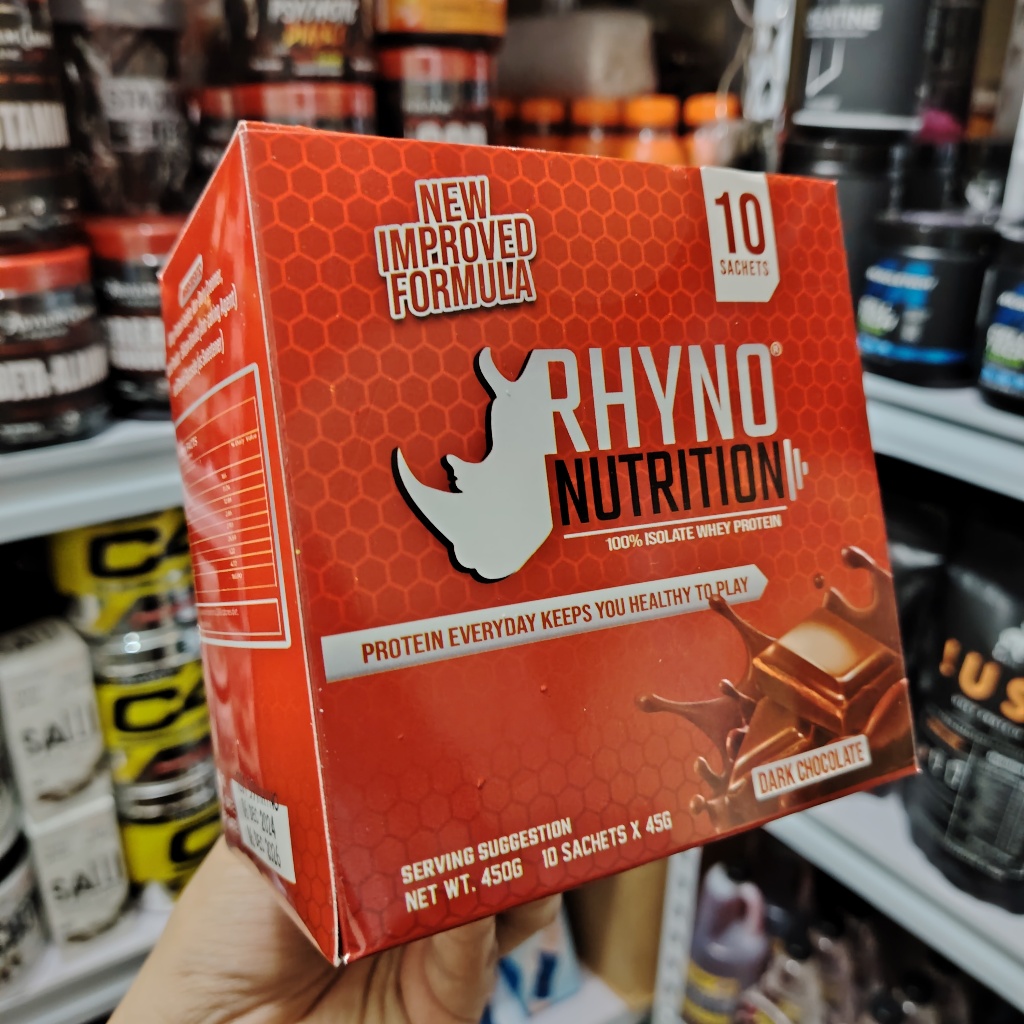 RHYNO NUTRITION ISOLATE WHEY PROTEIN 10 SACHETS X 45 GRAMS (450 GRAMS ...