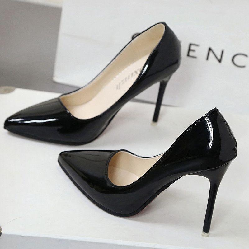 Size 34-40 European and American high heels, pointed patent leather ...