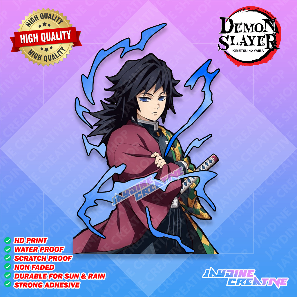 Demon Slayer Giyu Tomioka Half Body Sticker, Indoor Outdoor Vinyl Sticker, Waterproof & Non ...