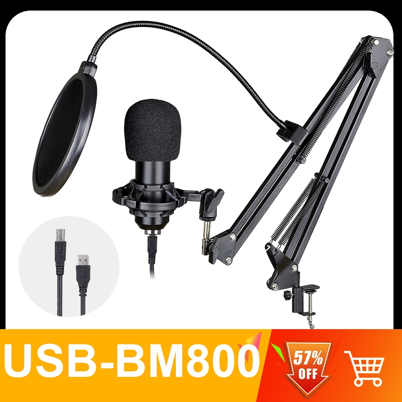 USB-BM-800 Condenser Microphone for PC Recording Vlogging Videoke ...