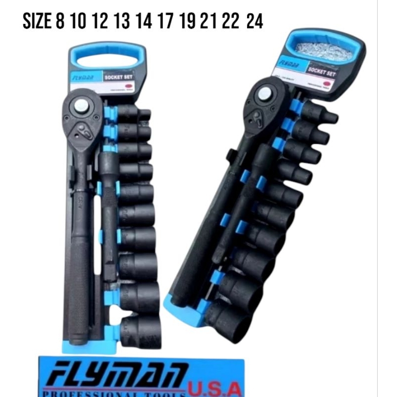 flyman usa original 12 pcs socket set 1/2 drive 6 points | Shopee ...