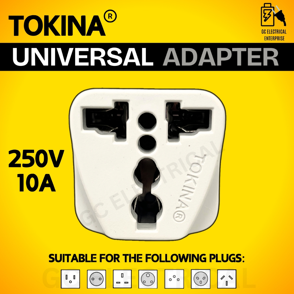 Tokina Universal Adapter 10A 250V Heavy-Duty Travel Plug Adaptor | Multi-Purpose Socket Adapter ...