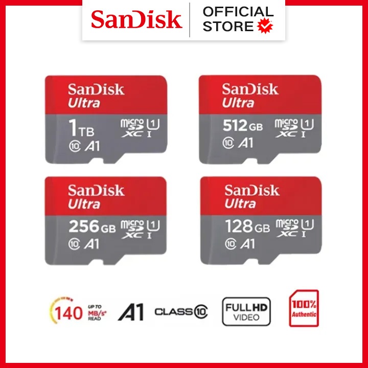 SanDisk Ultra microSD A1 series UHS-I Card ~ 128GB 256GB 512GB 1TB ...