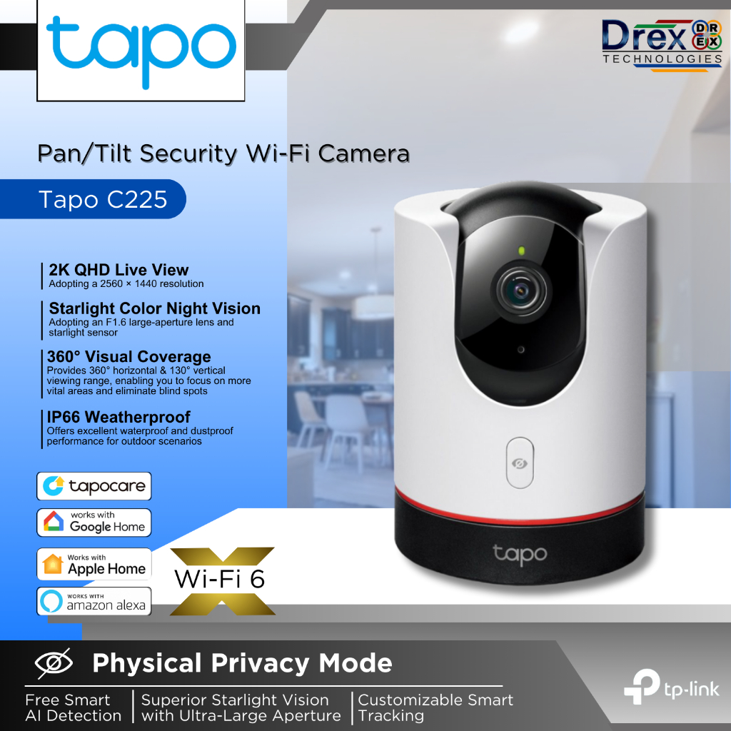 TP-LINK Tapo C225 2K QHD (Horizontal 360º Pan/Tilt AI Home Security Wi-Fi Camera | Shopee ...