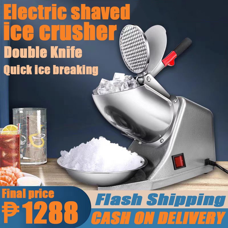 500W Electric Ice Crusher Double Blade Heavy Duty Stainless Blade ...