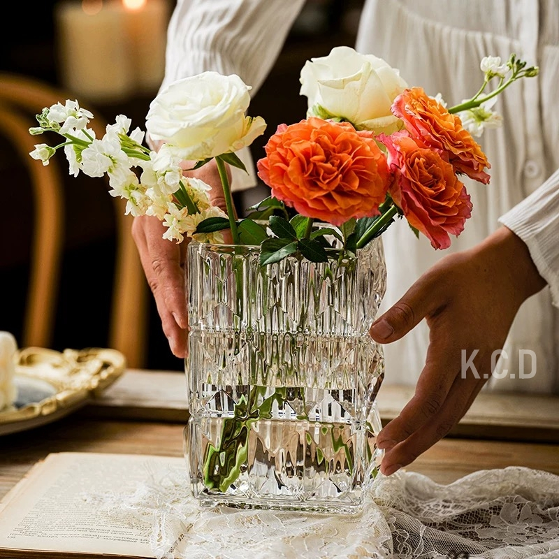 Clear Rectangle Glass Vase Flower Glass Vases for Centerpieces - Clear ...