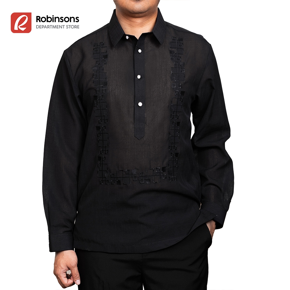 Executive Men's Longsleeves Jusi Barong with Embroidery (Black ...