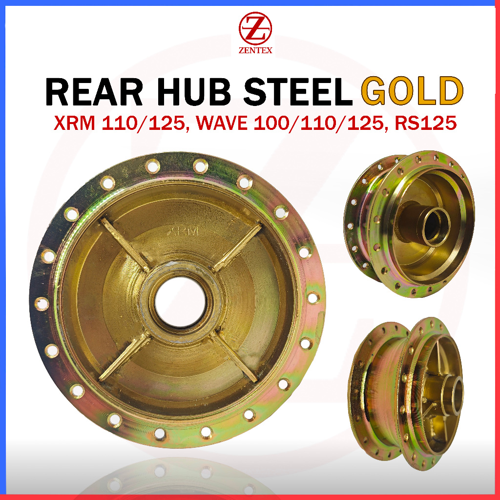 REAR HUB STEEL GOLD FOR XRM 125 / XRM 110 / WAVE 100 / WAVE 110 / WAVE ...