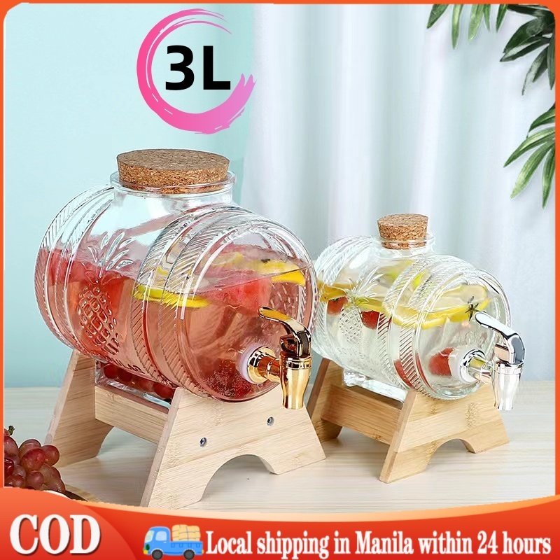 3L/3 liters glass jar with stand transparent wine jar party drink juice ...