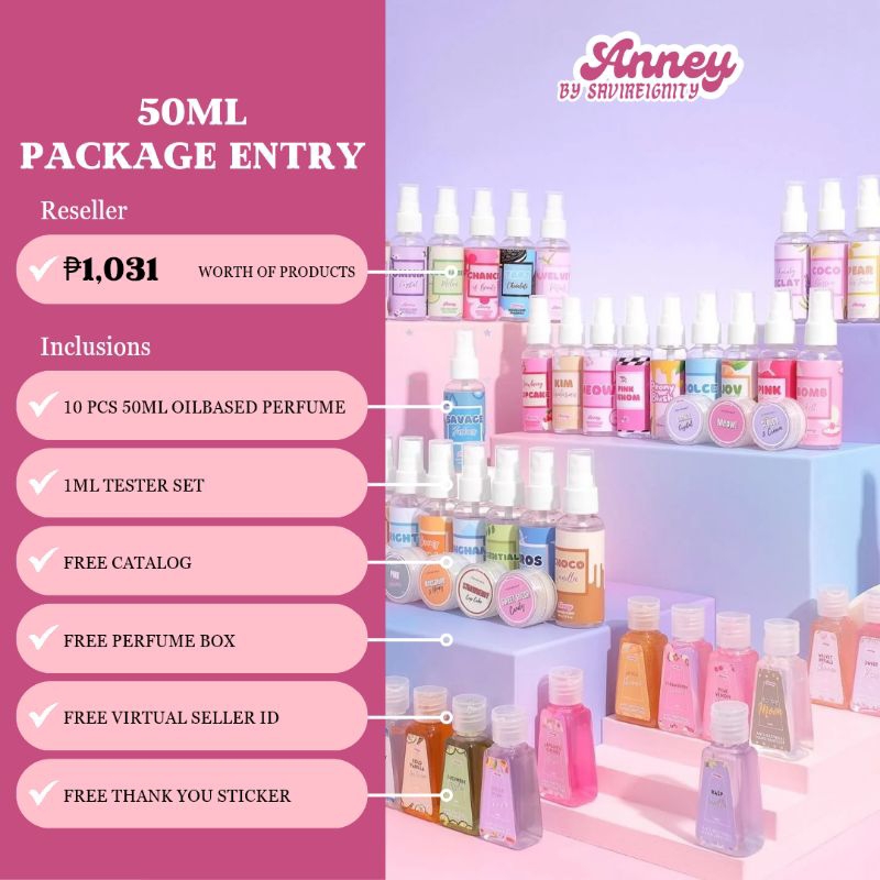 Anney Perfume Series | 50ML Oil-based Perfume Reseller Package + 1ML ...