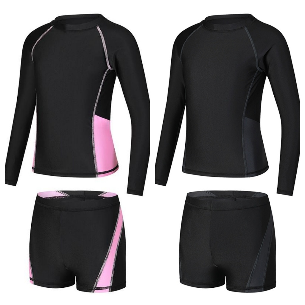 E2309# Kids Swimming Rush Guard Terno Long Sleeve And Shorts | Shopee ...