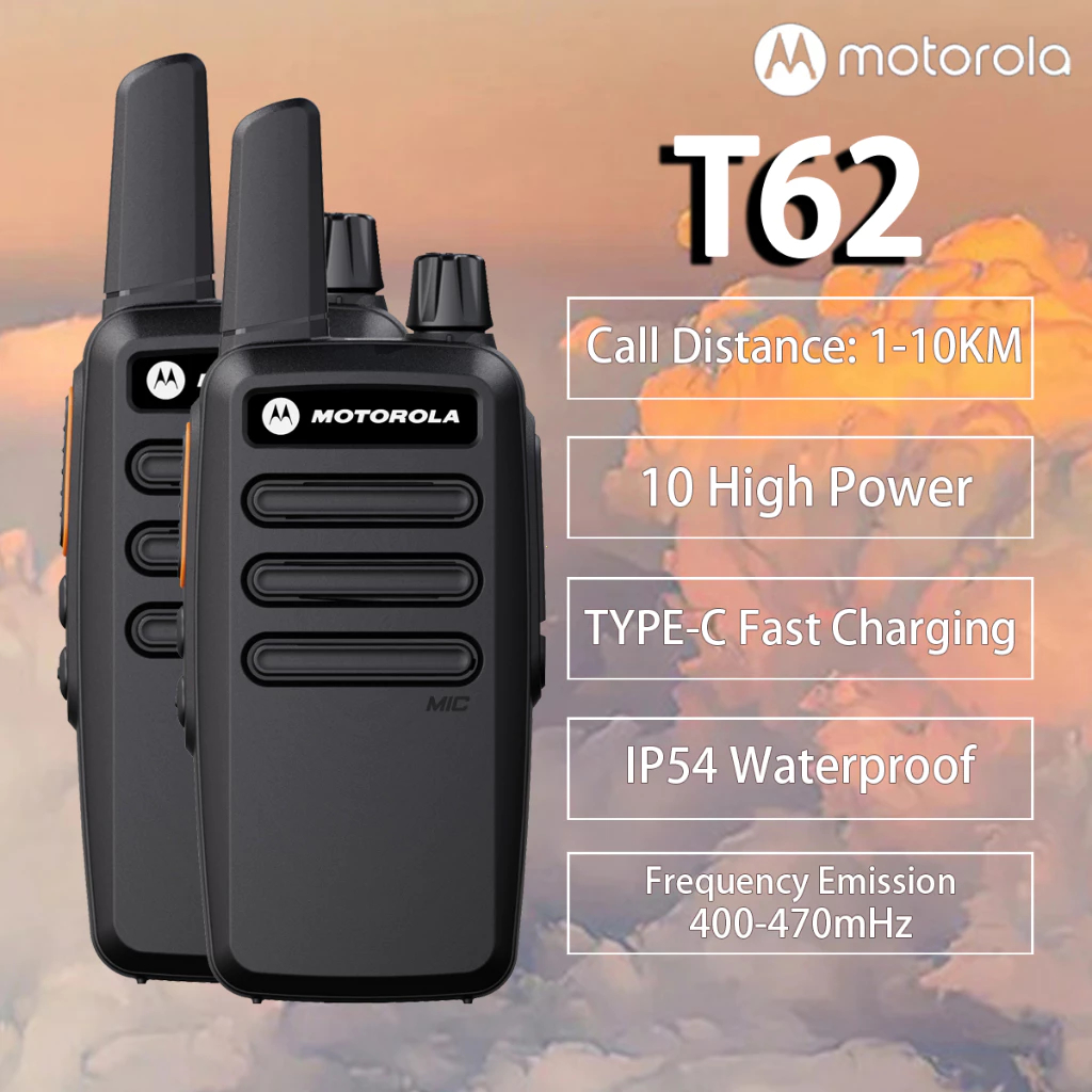 Motorola T62 Two Way Radio Walkie Talkie Long Range 10KM UHF Frequency ...