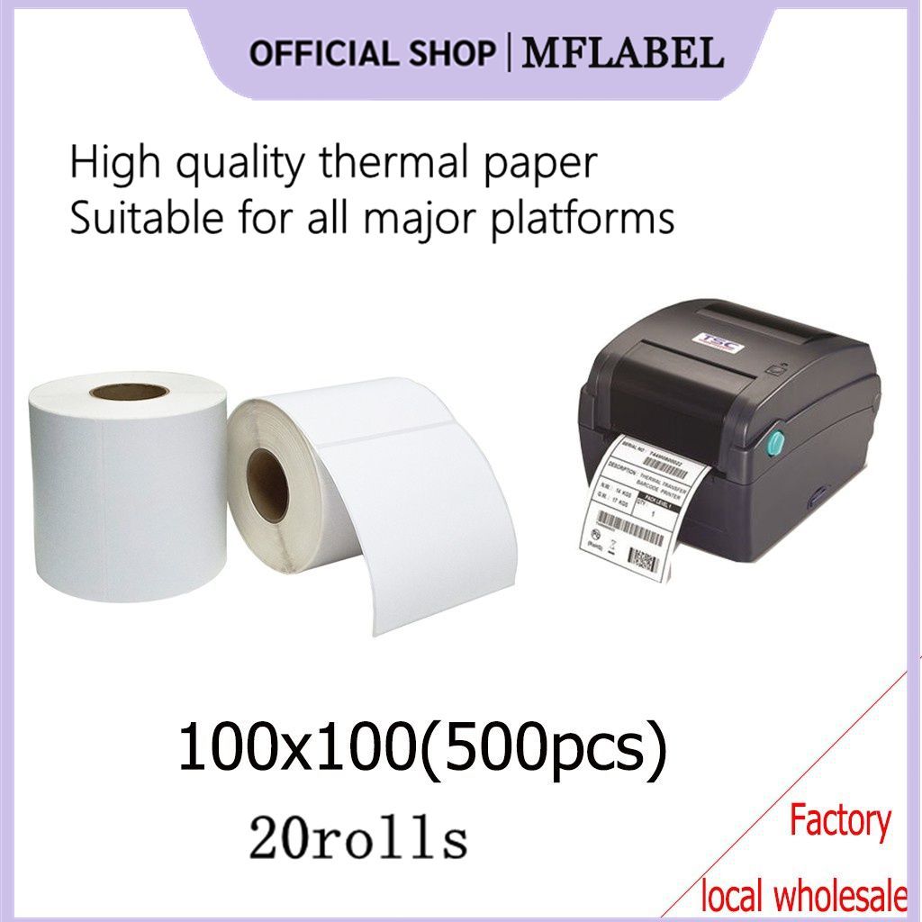 MFLABEL (20 rolls) sticker thermal A4 size 100mm x 100mm 500pcs label ...