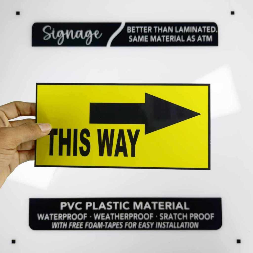 SIGNAGE - THIS WAY - RIGHT ARROW - PVC PLASTIC MATERIAL SIGNAGE ...