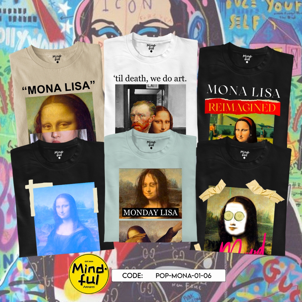 POP CULTURE MONA LISA GRAPHIC TEES | MINDFUL APPAREL TSHIRT | Shopee ...