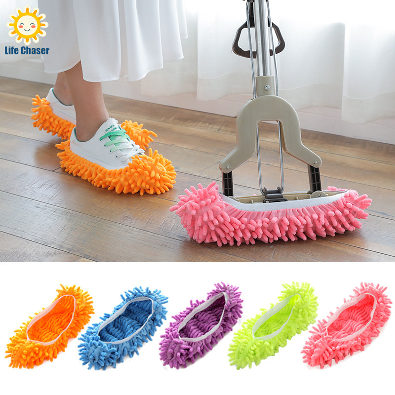 2 in 1 Dust Mop Slipper Shoe Rag Mop Microfiber Floor Dust Cleaning Rag ...
