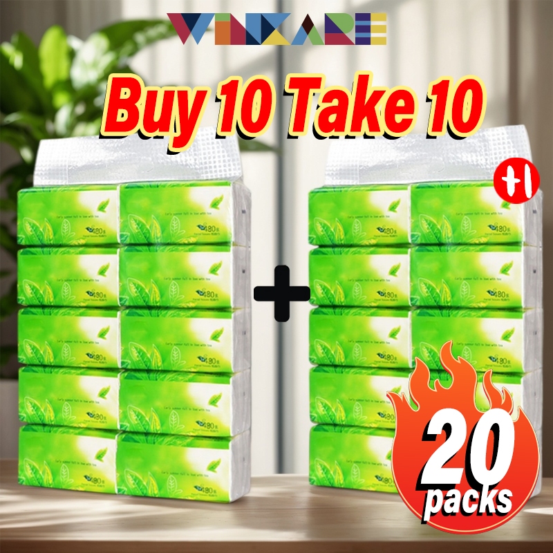 【Buy 10 Take 10】Tissue Facial Organic Green Tea Tissue Paper Car Toilet ...