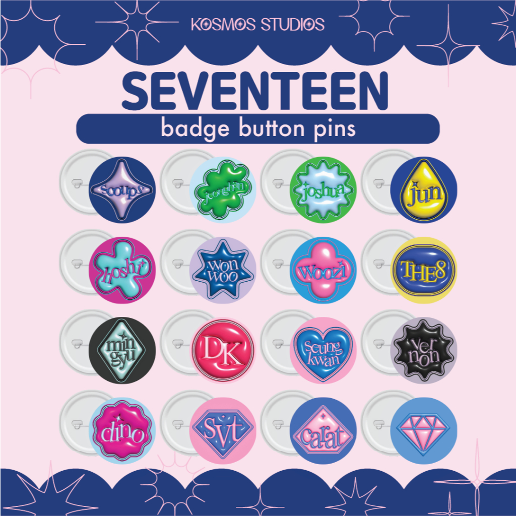 SEVENTEEN Name Badge Button Pin | KPOP Merch | fanmade by Kosmos ...