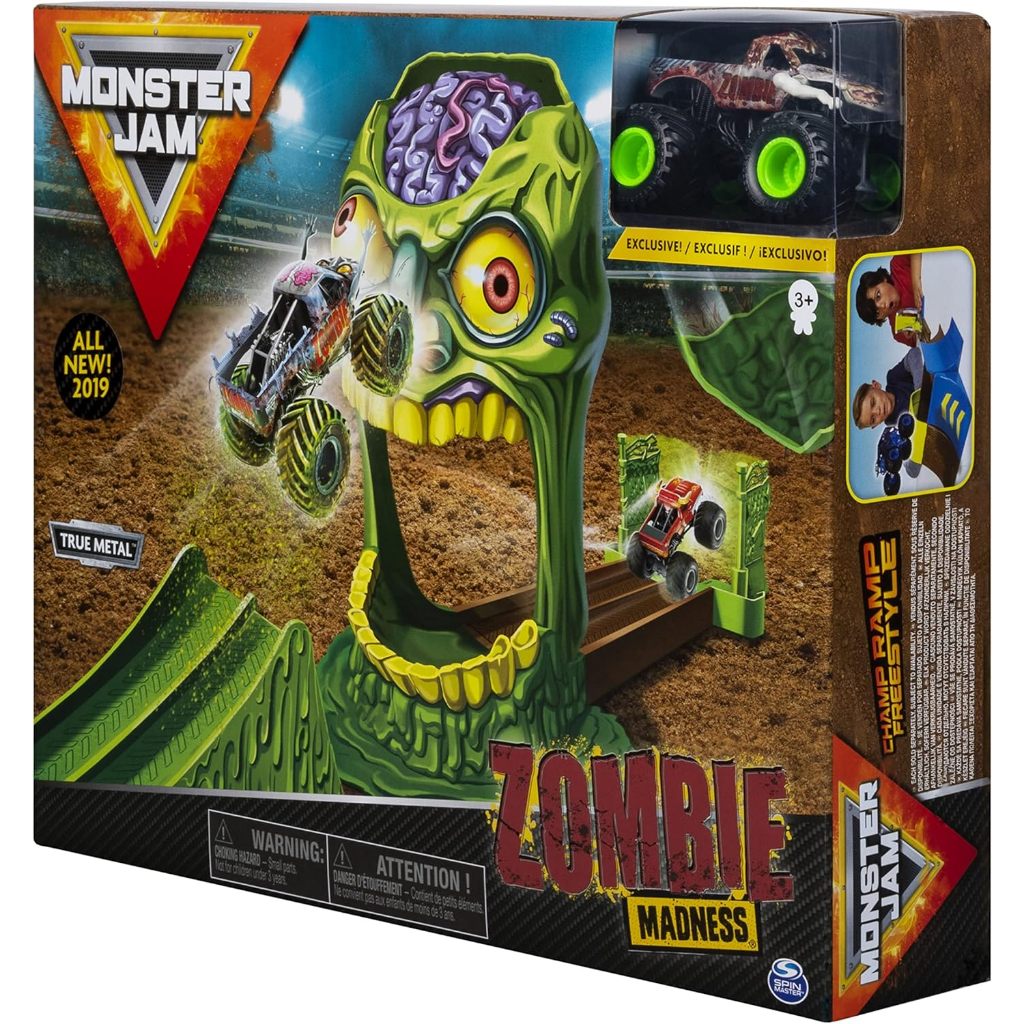 Monster Jam, Official Zombie Madness Playset Featuring Exclusive 1:64 ...