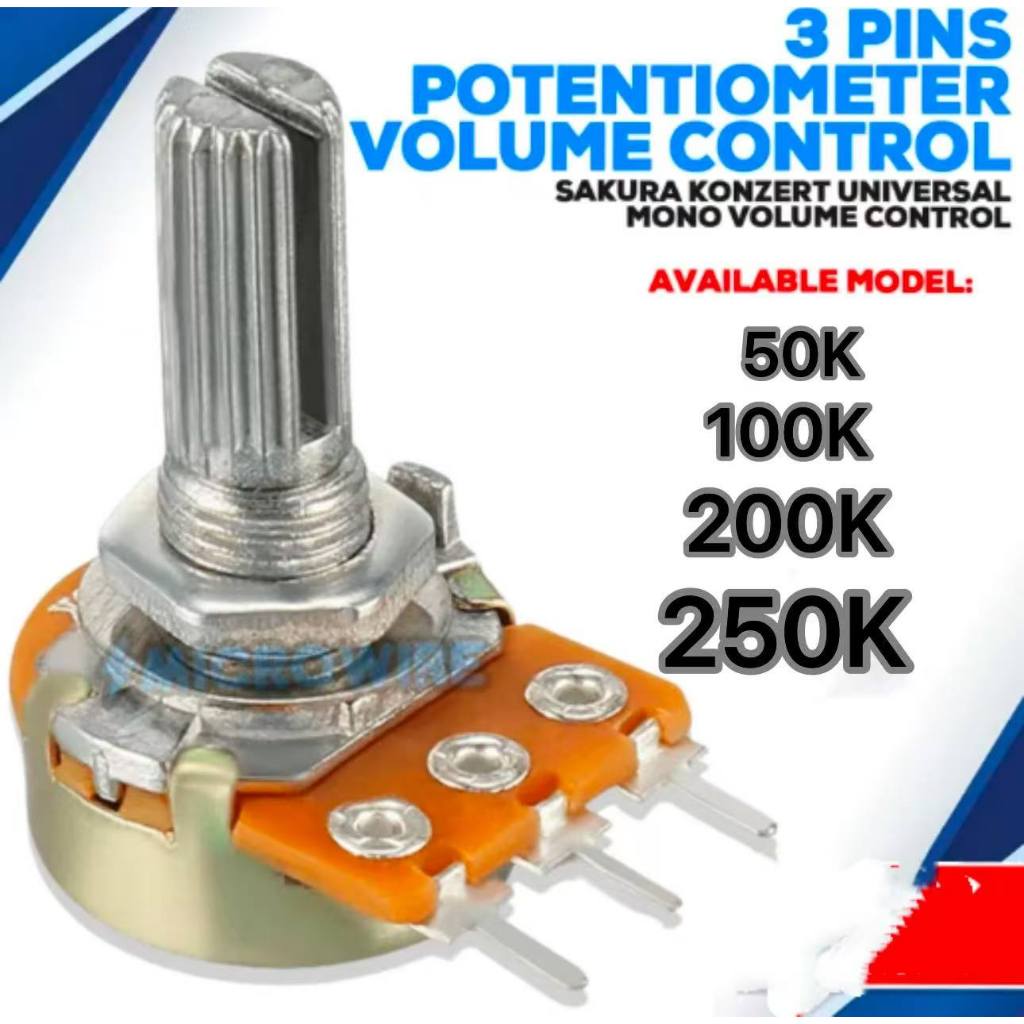 Universal Volume Control 50K/100K/200K/250K 3 pin Sakura Konzert KEVLER ...
