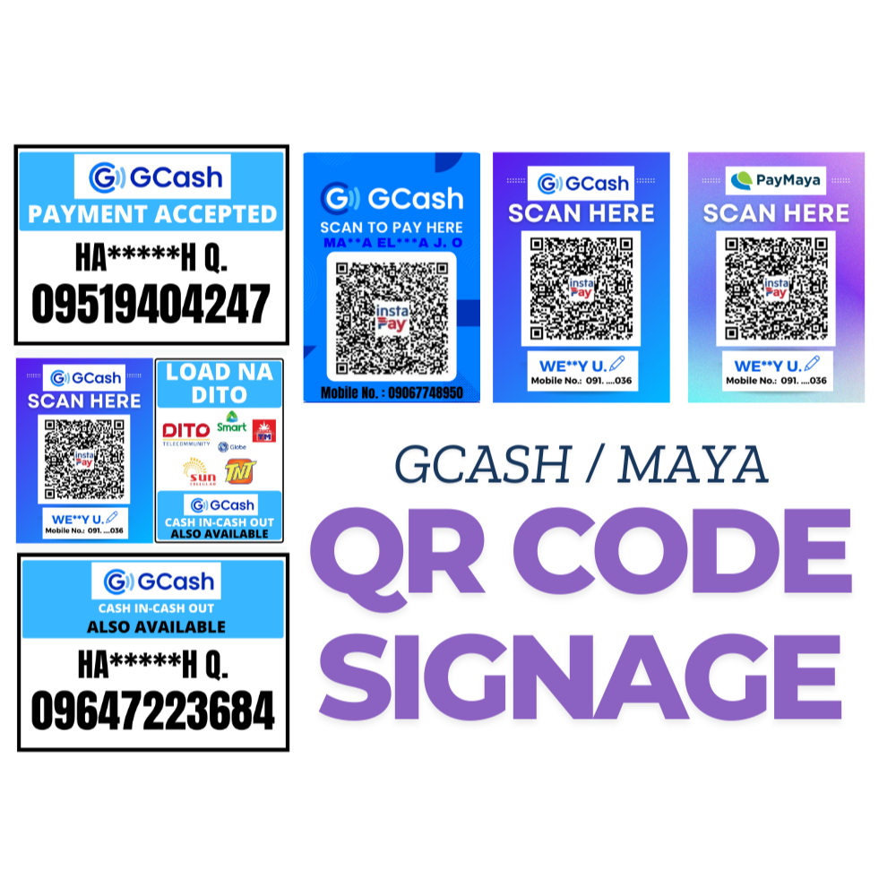 GCASH Maya Signage QR Code Payment Accepted Here Sign - Laminated, PVC ...
