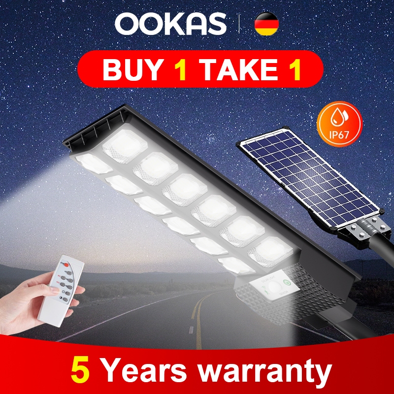 OOKAS Solar Street Lights LED Outdoor Waterproof Sensor Flood Lamp LED ...