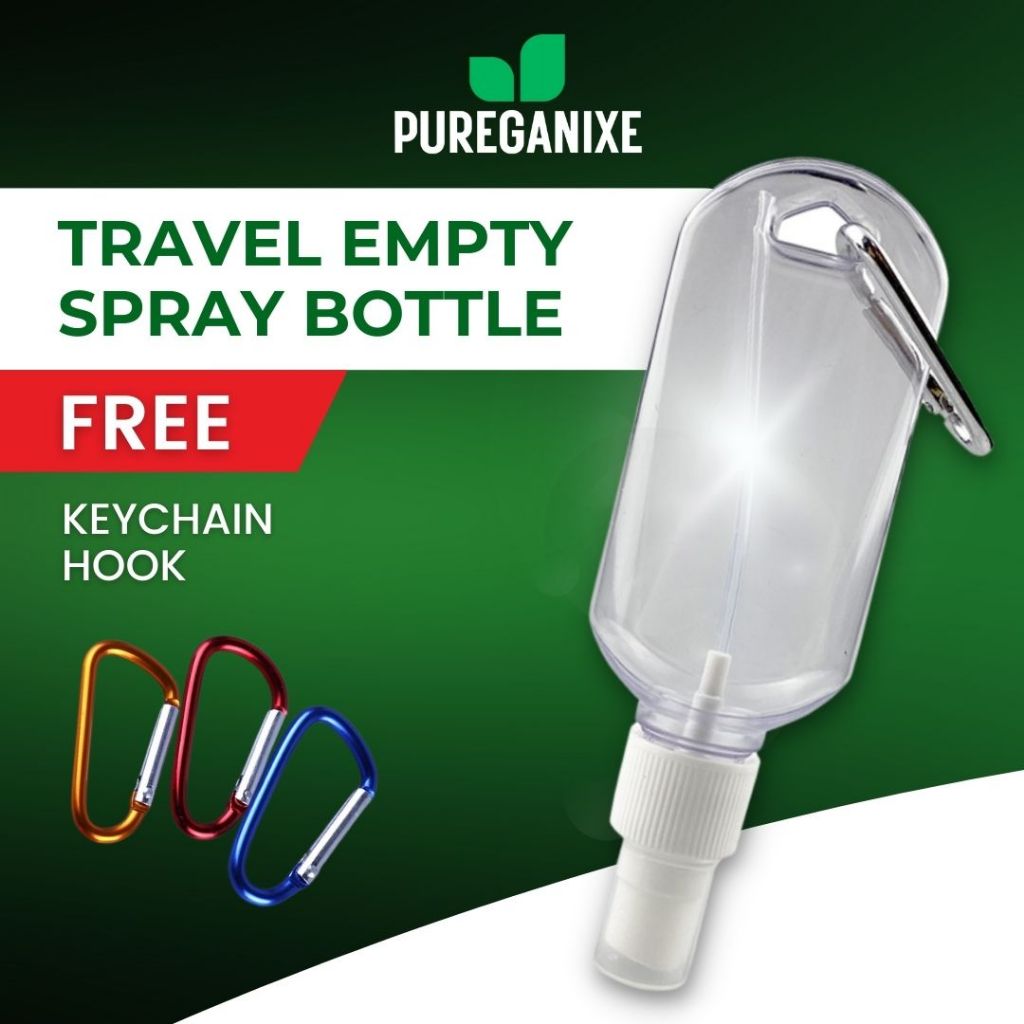 Pureganixe Alcohol Spray Bottle 60ml with Keychain Refillable Clear ...