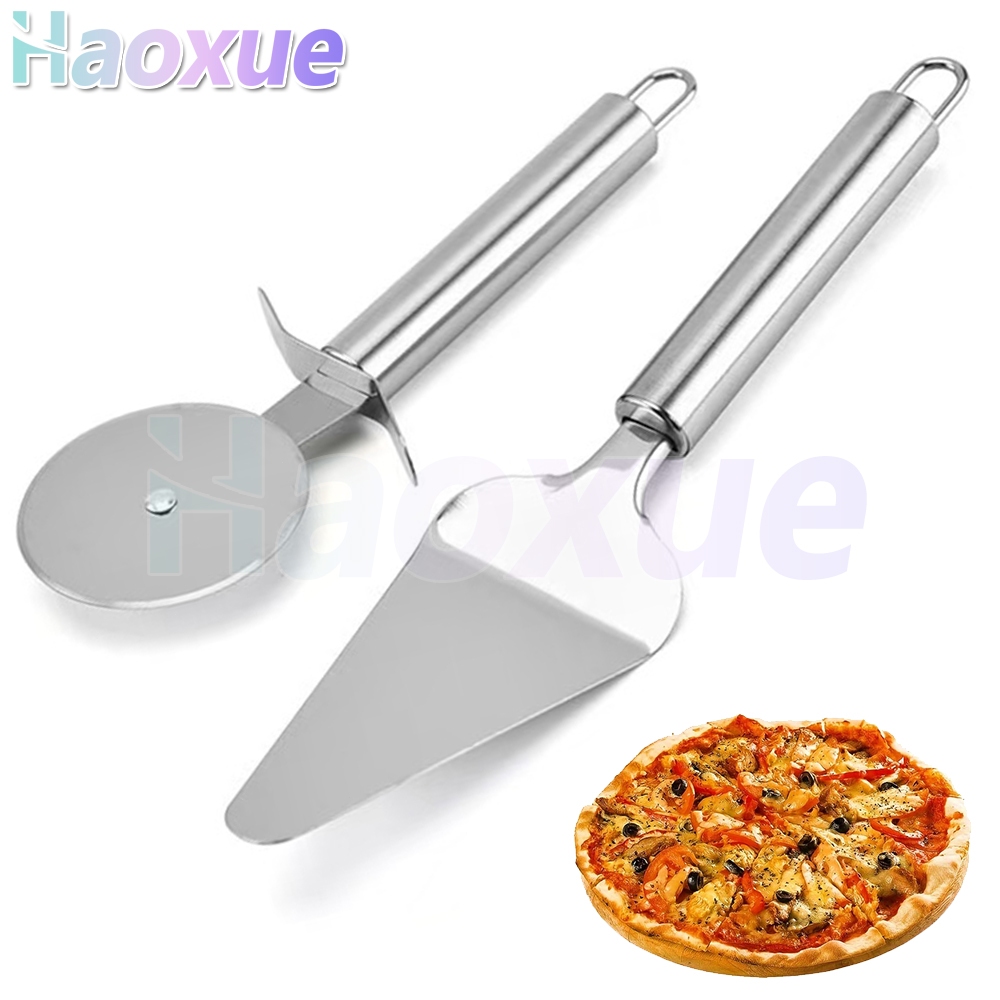 304 Stainless Steel Pizza Cutter & Pizza Shove Set Pizza Wheel Kitchen ...