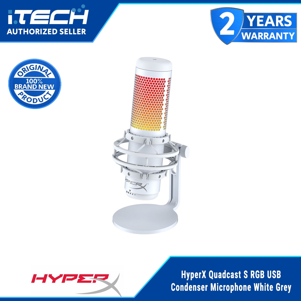 HyperX Quadcast S RGB USB Condenser Microphone White Grey | Shopee ...
