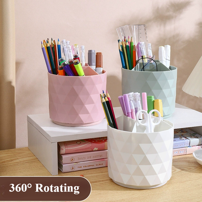 Desk Pencil Pen Holder, Rotating Pen Organizers 360° 5 Grid Pen Holder ...