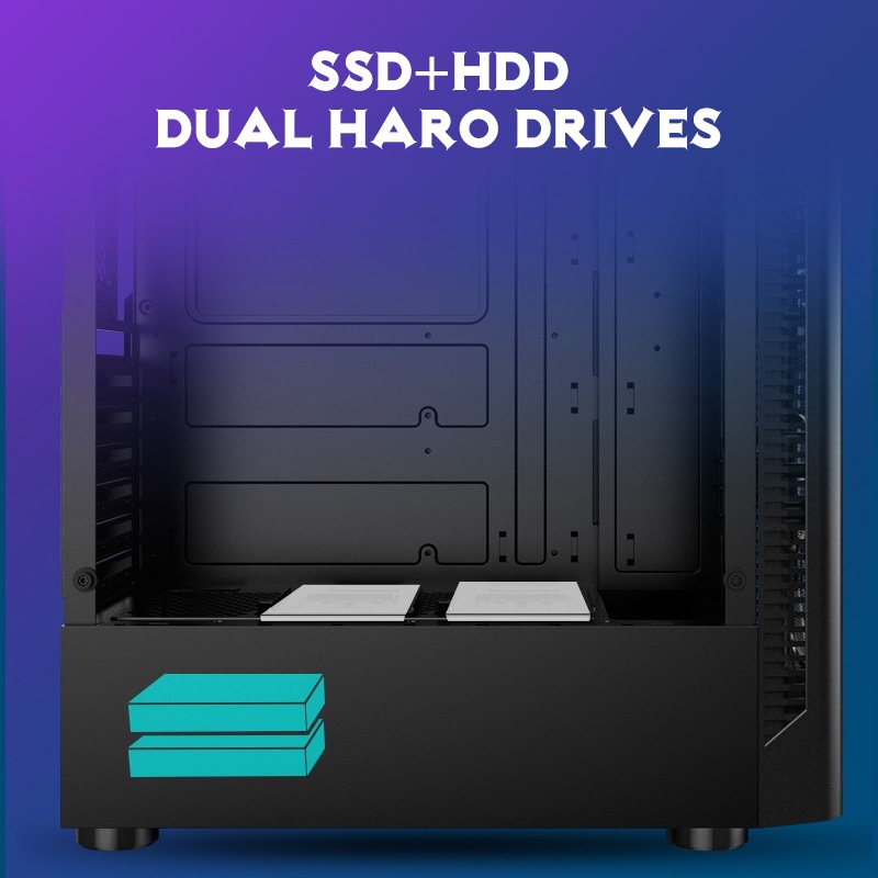 INPLAY Pc Case with Fans Computer Gaming Desktop Matx Table Tempered ...