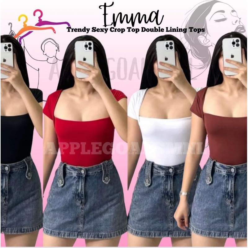 EMMA TRENDY SEXY CROP TOP DOUBLE LINING TOPS FOR HER SUMMER OUTFIT ...